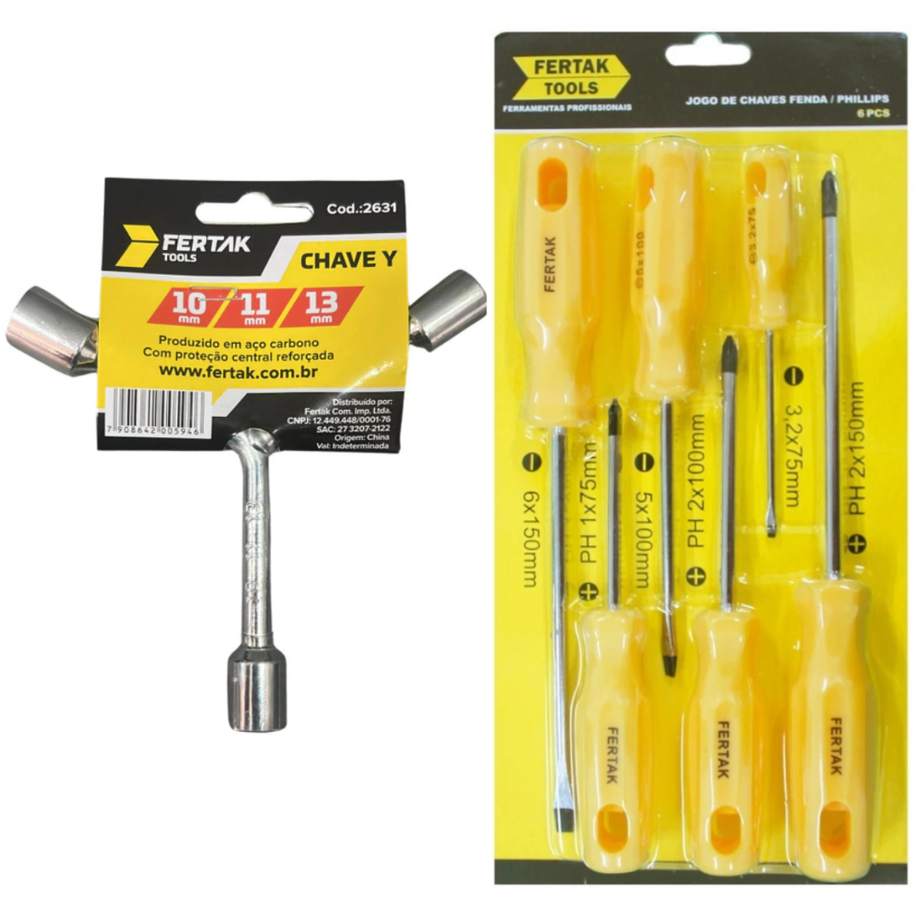Kit 6 Chaves Fenda Philips + Chave Y 3 Pontas 10 11 13 mm | Shopee Brasil