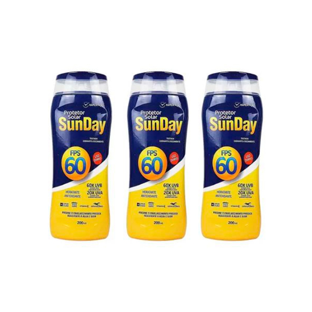 Kit 3un Protetor Solar Fps 60 Corporal Anti-envelhecimento Oil Free ...