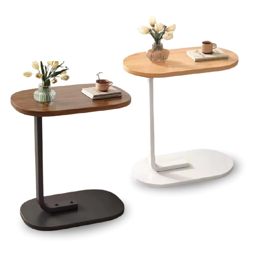 Mesa De Apoio Lateral Estilo Industrial Em MDF E Ferro Oval Para Canto 45x28x59,5Cm Marrom Ou ...