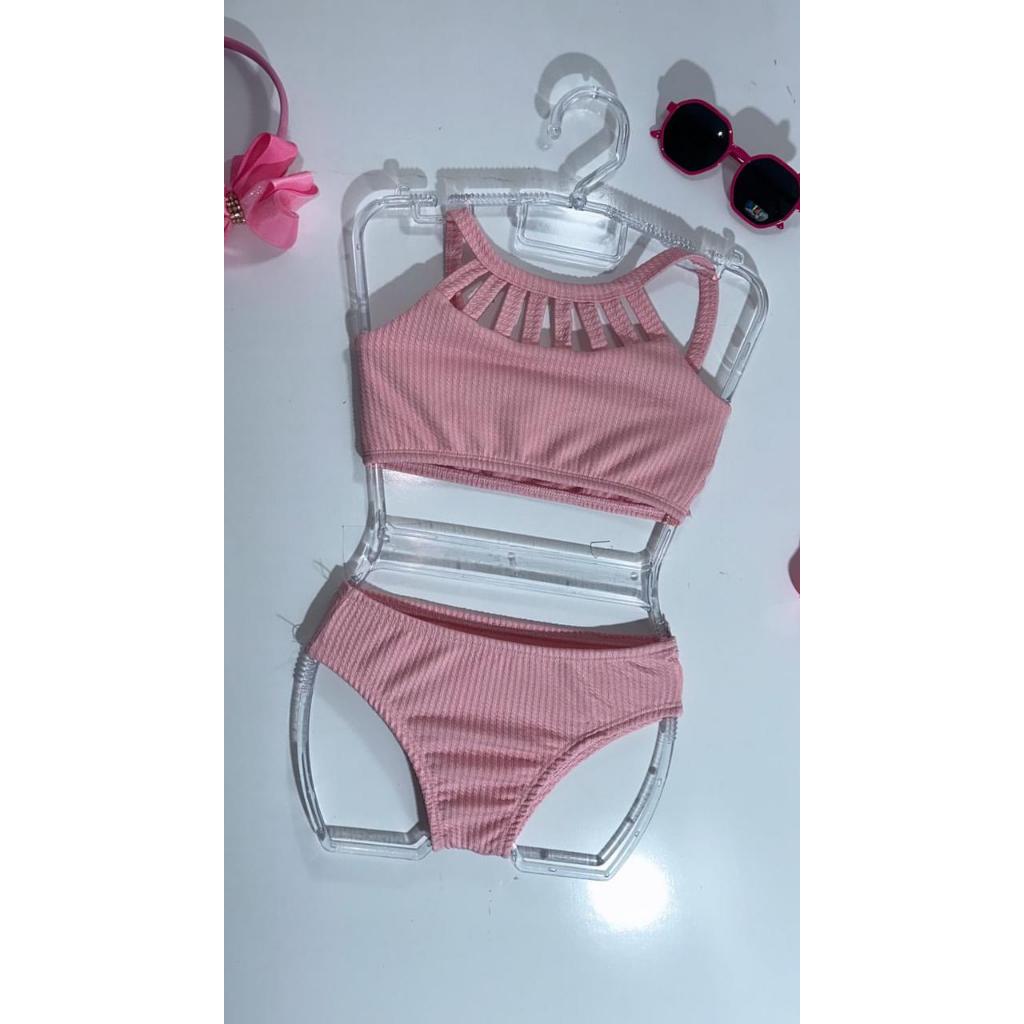 biquini infantil menina biquini canelado tiras verão moda blogueirinha ...
