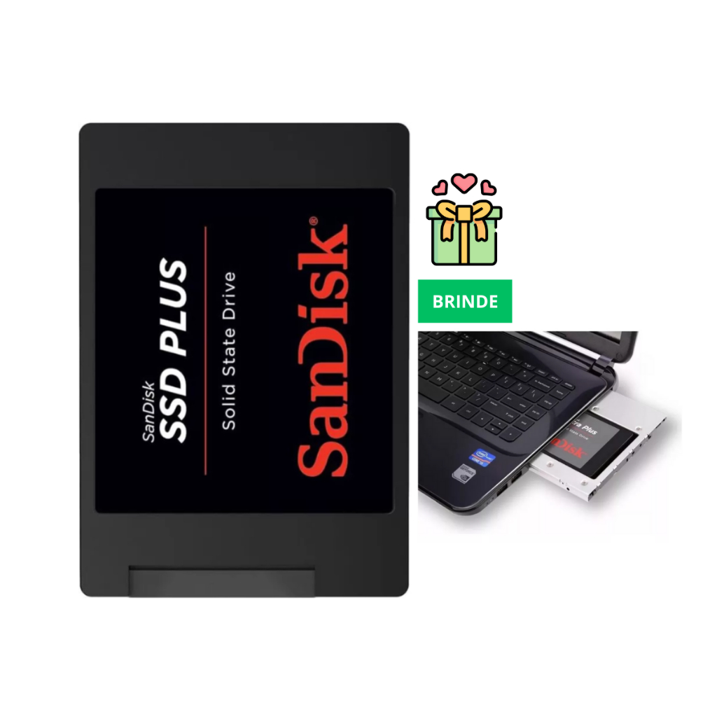 SSD1 TB Sandisk Ssd Plus Preto Para Jogo Notebook e Pc | Shopee Brasil
