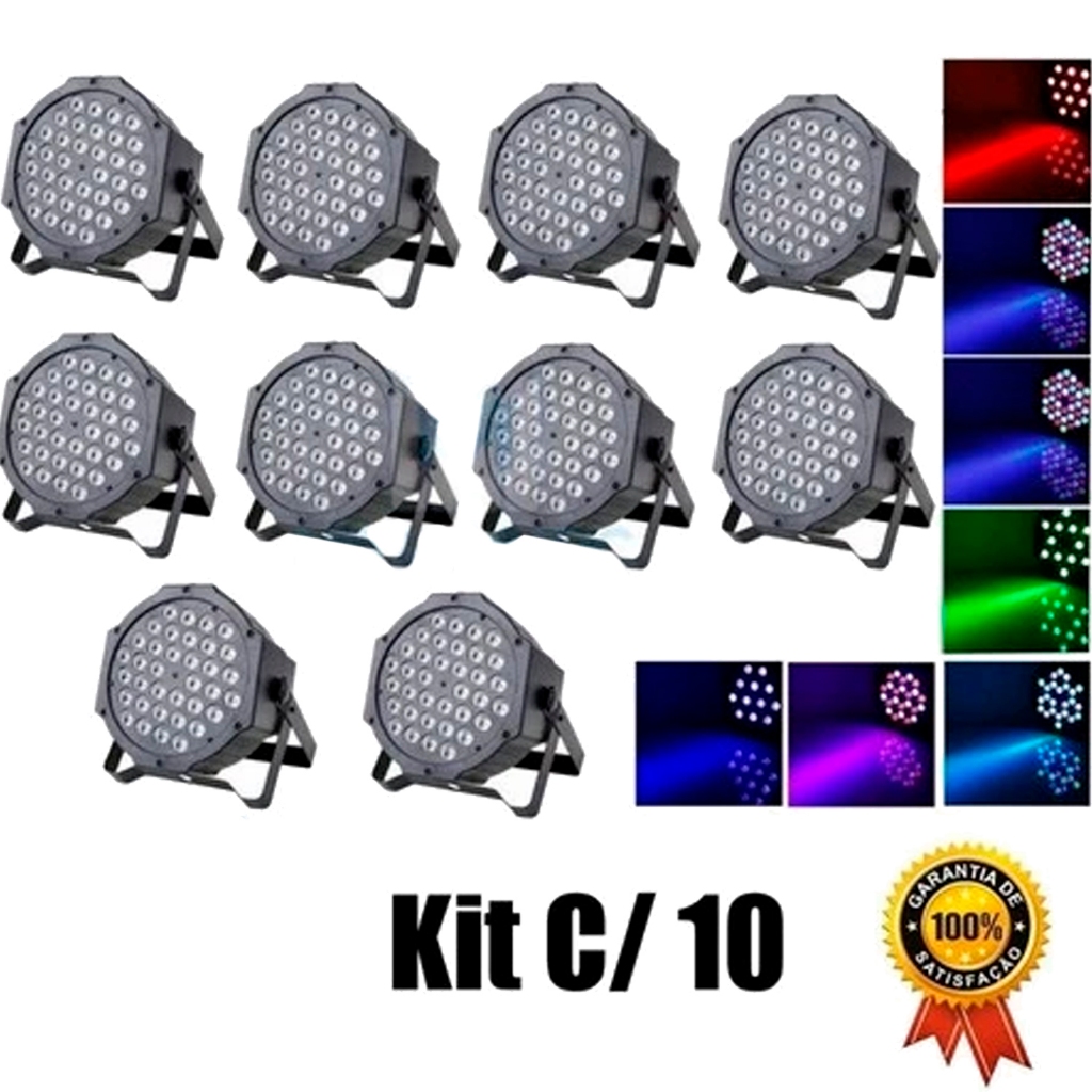 Kit 10 Canhao Refletor Par 64 36 Leds Rgbw Slim Digital | Shopee Brasil