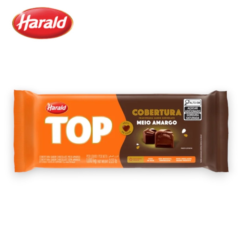 COBERTURA FRACIONADA SABOR CHOCOLATE MEIO AMARGO LINHA TOP HARALD | Shopee Brasil