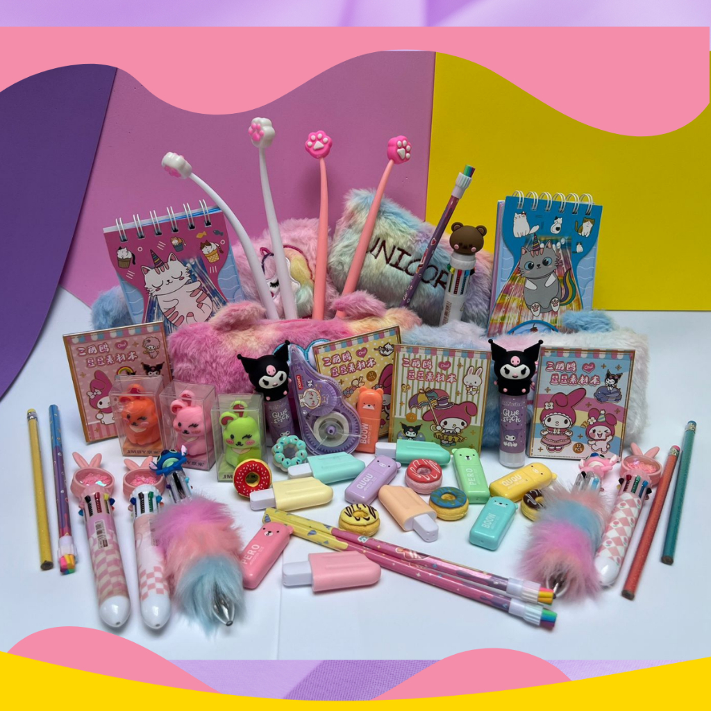 Kit Papelaria Fofa kawaii 15 Itens Diversos Presente Criativo Fofo ...