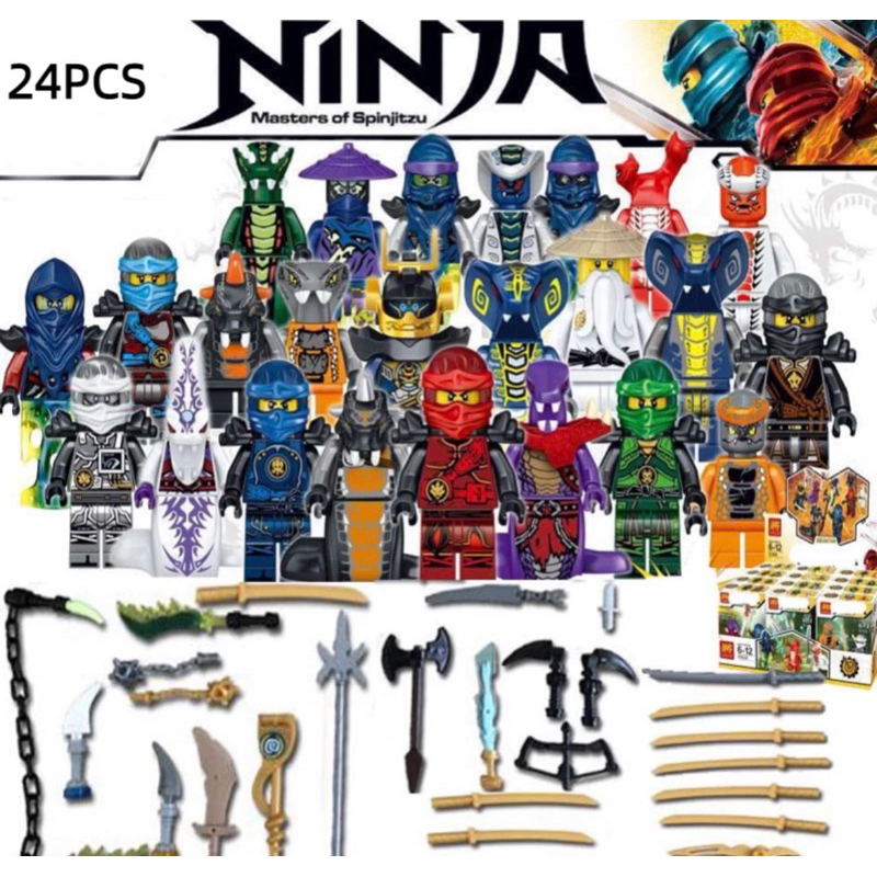 kit 24 bonecos ninjago ninjas espadas blocos de montar minifiguras ...