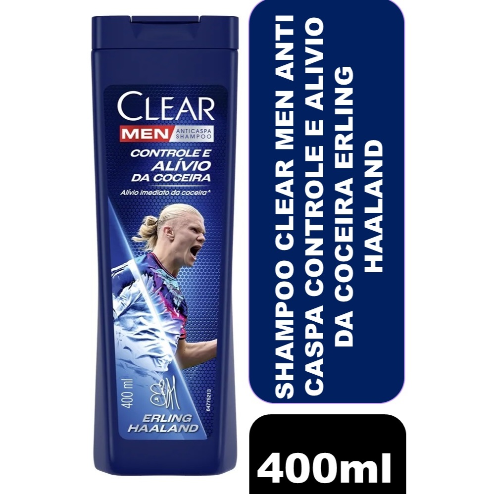 Shampoo 400ml Clear Men Anti Caspa Controle De Coceira Erling Haaland ...