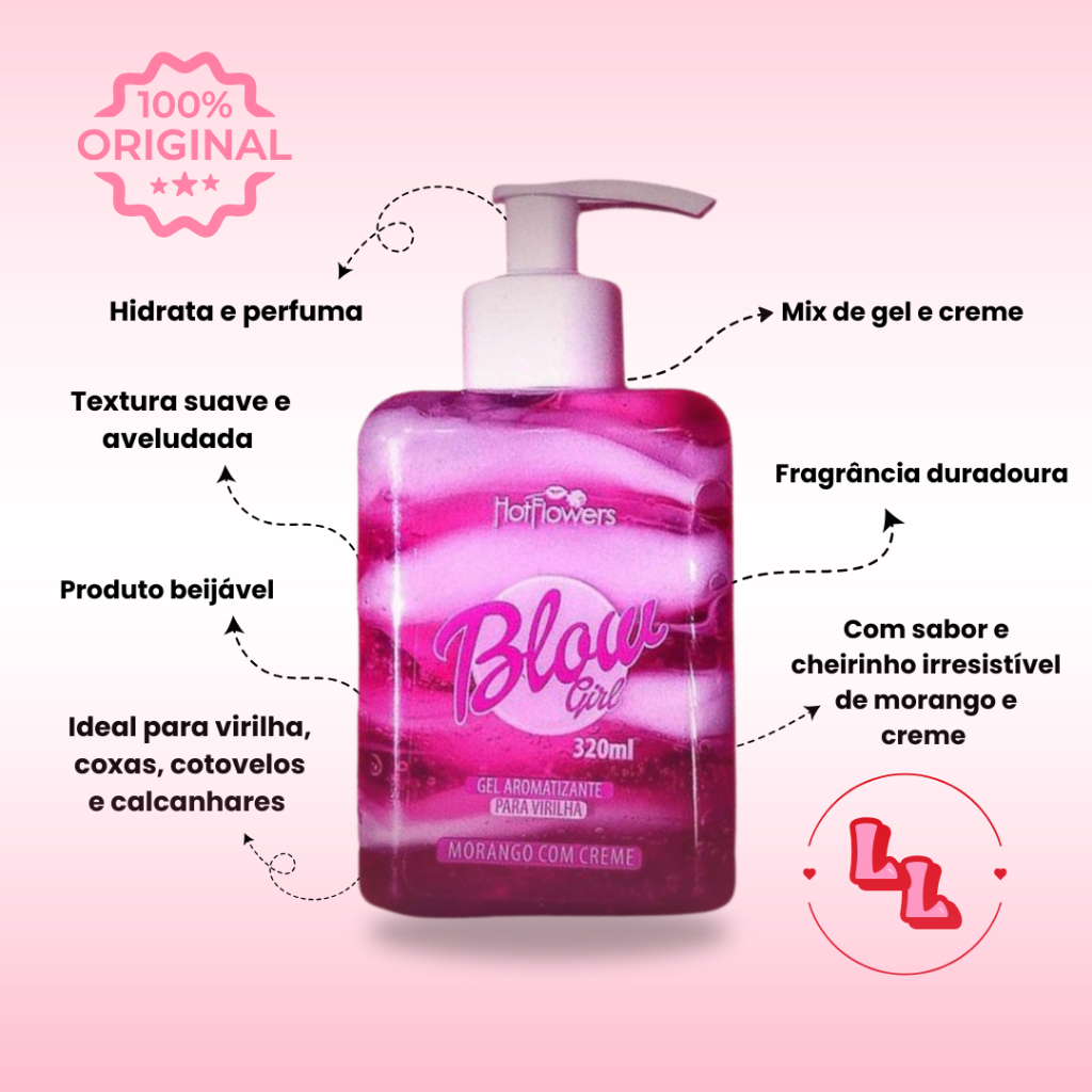 Blow Girl Gel Aromatizante Hidratante Beijável Morango com Creme (320ml ...