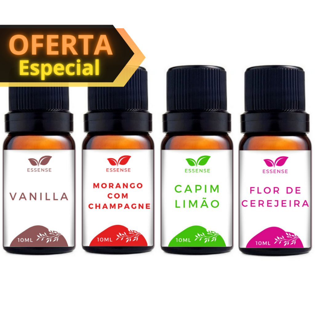 4 Essências Vanilla Capim Limão Morango com Champagne e Flor de ...