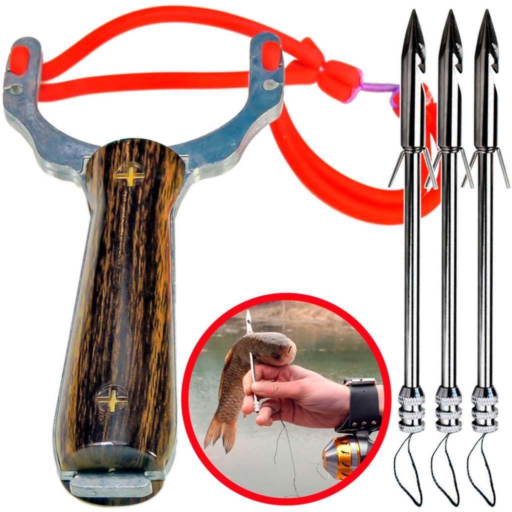Estilingue Atiradeira XWOOD com Borracha de Pesca + 3 Setas Bodoque ...