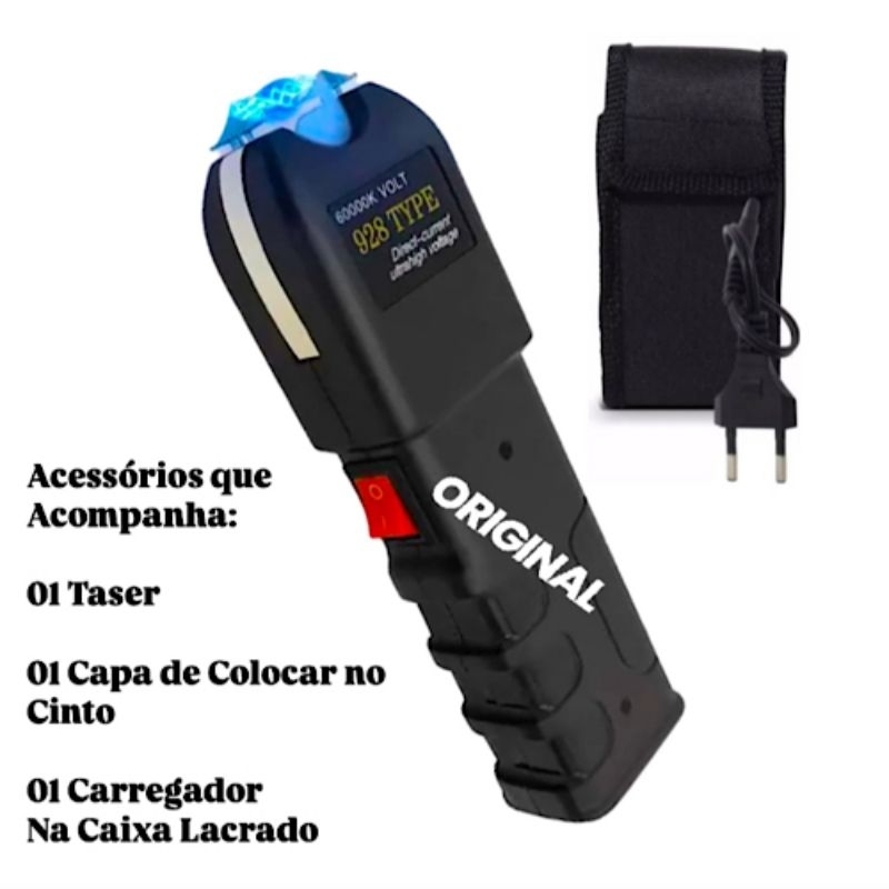 Lanterna LED 1800w tapy taser autodefesa potente forte choque original ...