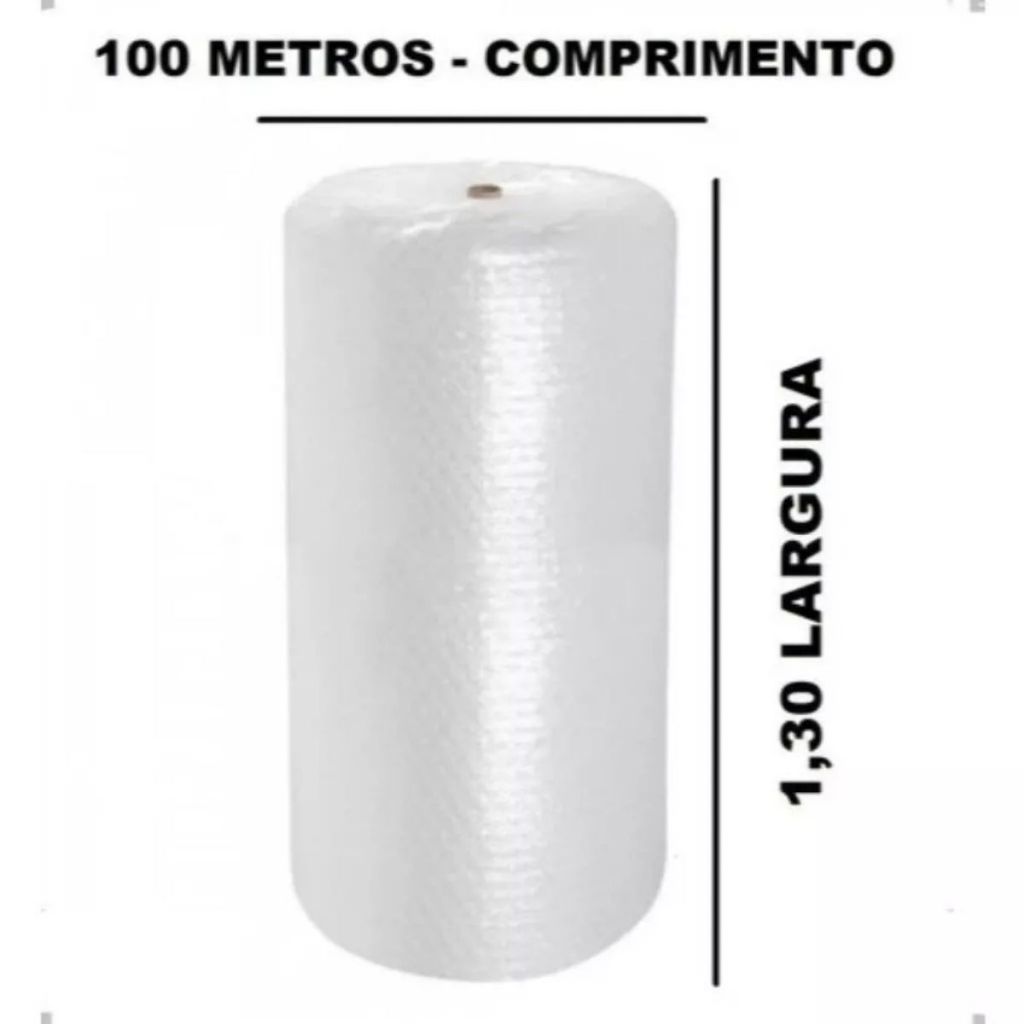 Plástico Bolha 1,30 x 100 Metros Para Mudança Embalagem Ecommerce Rolo ...