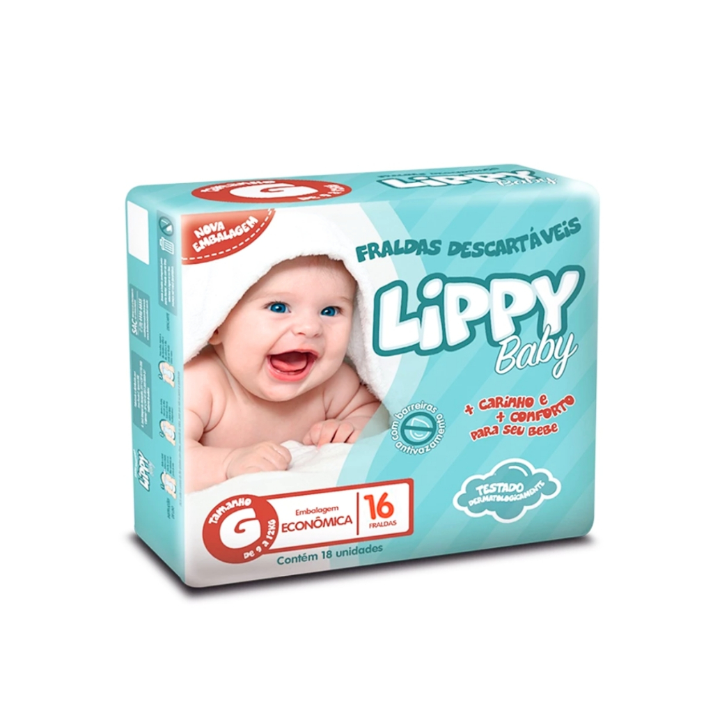 FRALDA INFANTIL LIPPY BABY G (PCT/16 UNDS) - LIPPY | Shopee Brasil