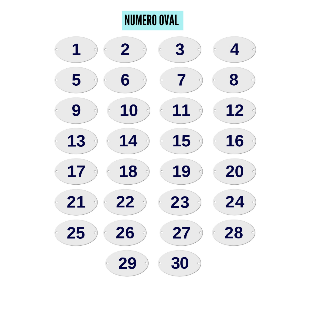 Kit Com 10 Números Oval PVC - Numerador 1 ao 30 | Shopee Brasil