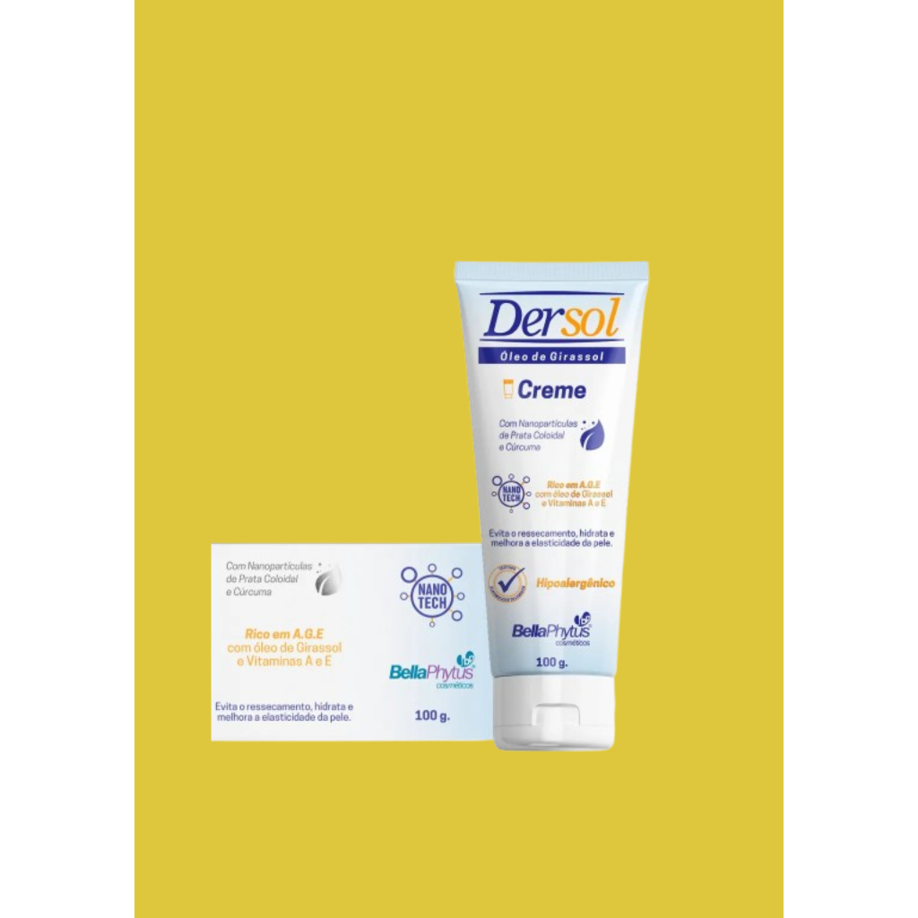 ÓLEO DE GIRASSOL CREME 100g DERSOL (A.G.E, PRATA COLOIDAL, CURCUMINA ...