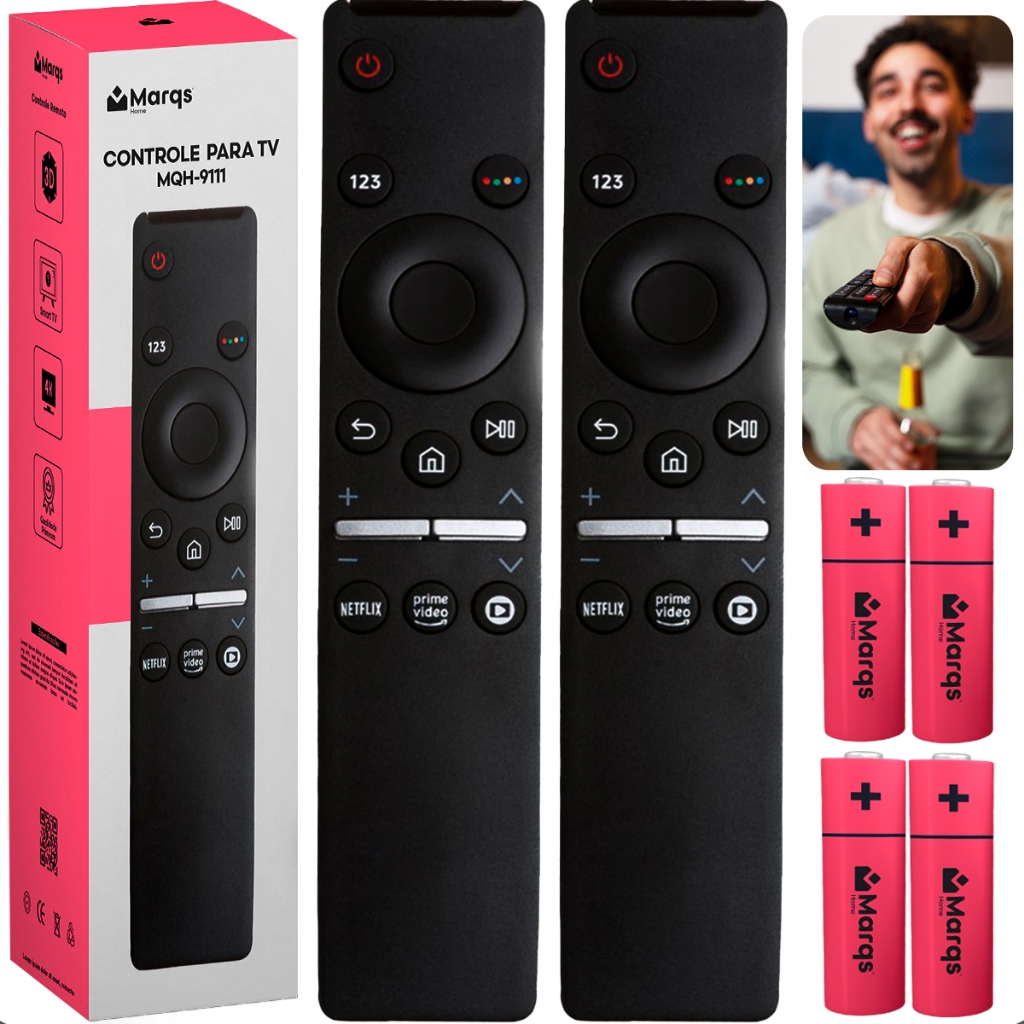 Kit 2 Controle Remoto Para Smart Tv Samsung Hub 4k Universal Un7000 ...