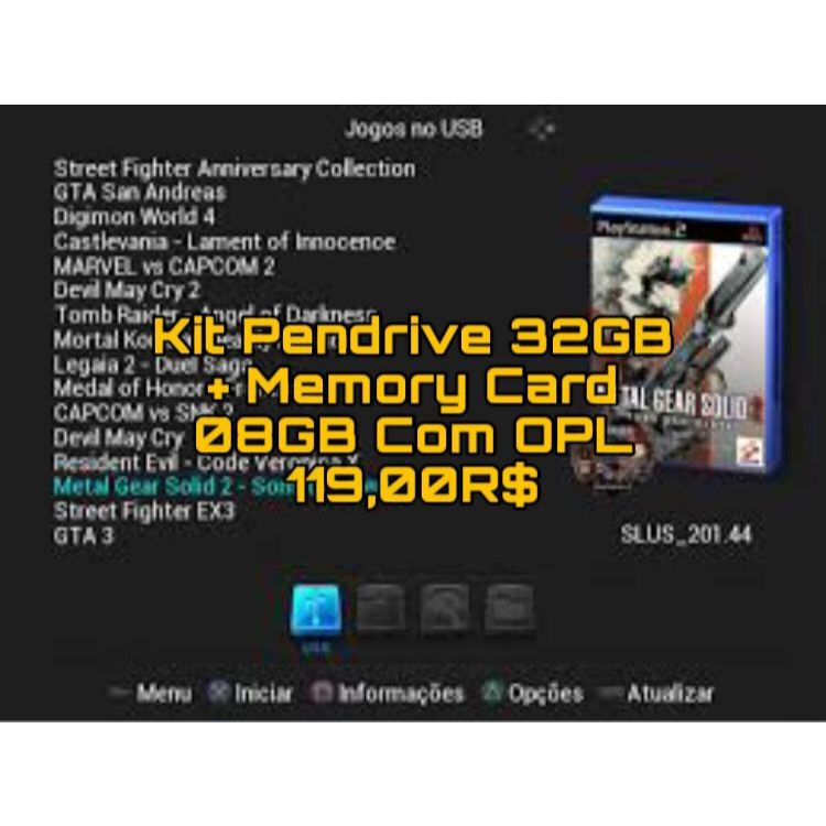 Jogos de PS2 Kit Pendrive + OPL Memory Card | Shopee Brasil