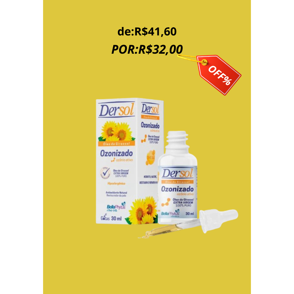 OLEO DE GIRASSOL OZONIZADO EXTRA VIRGEM 30ML DERSOL OZONIZADO | Shopee ...