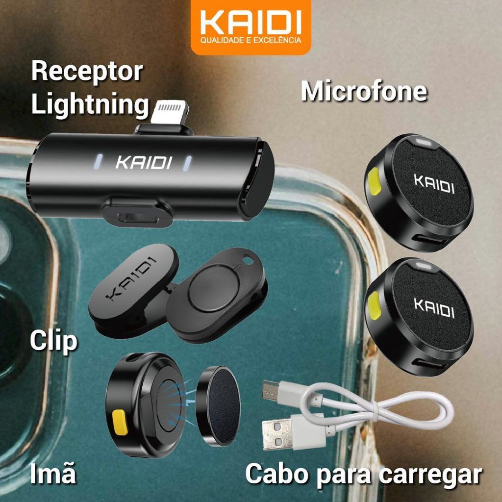 Microfone De Lapela Profissional Duplo Sem Fio Redondo - Anti Ruído ...