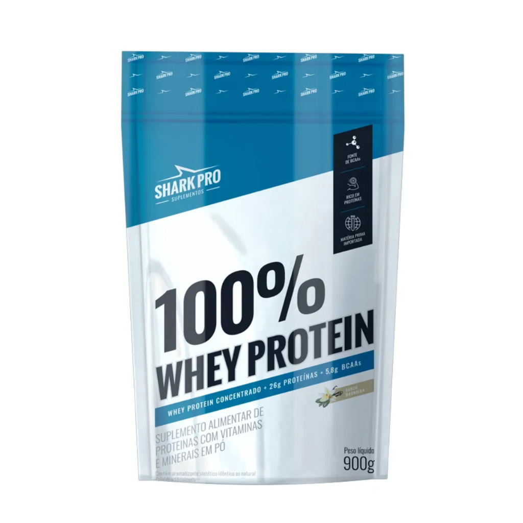 Whey Protein Pouch Refil 100% Shark Pro Aumento De Massa Magra 900G | Shopee Brasil