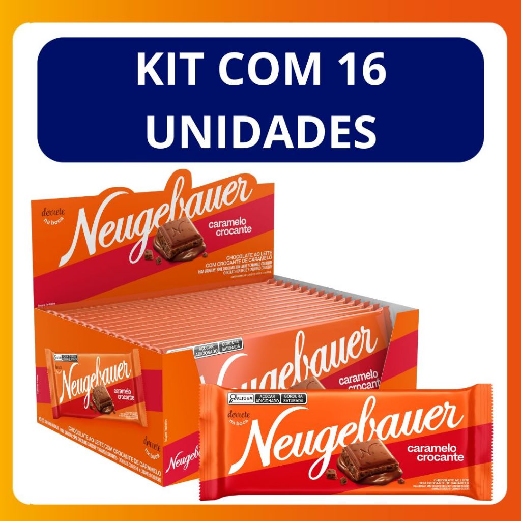 Chocolate em Barra Neugebauer Caramelo Crocante 80g Display C/16 Unidades | Shopee Brasil