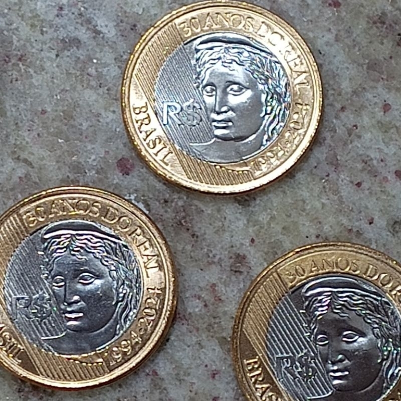 Moeda 1 Real Comemoração dos 30 anos Plano Real Novas FC | Shopee Brasil