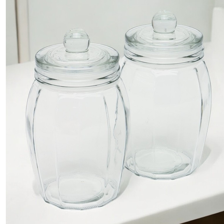 KIT POTE DE VIDRO GRANDE PORTA MANTIMENTO 1800ML TAMPA COM VEDAÇÃO ANTI ...