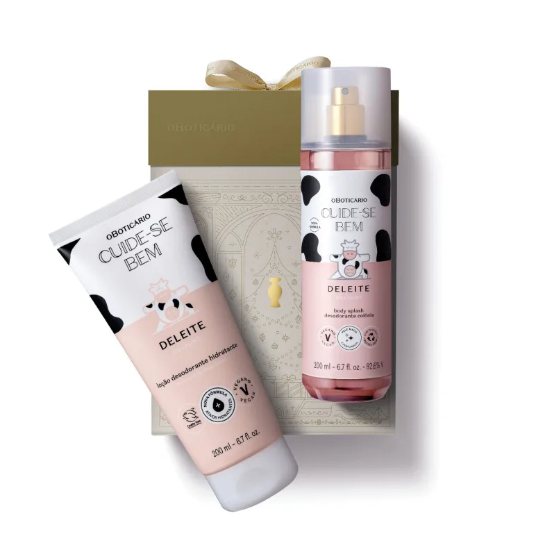 Kit Cuide-se Bem O Boticário Deleite hidratante + body splash + caixa ...