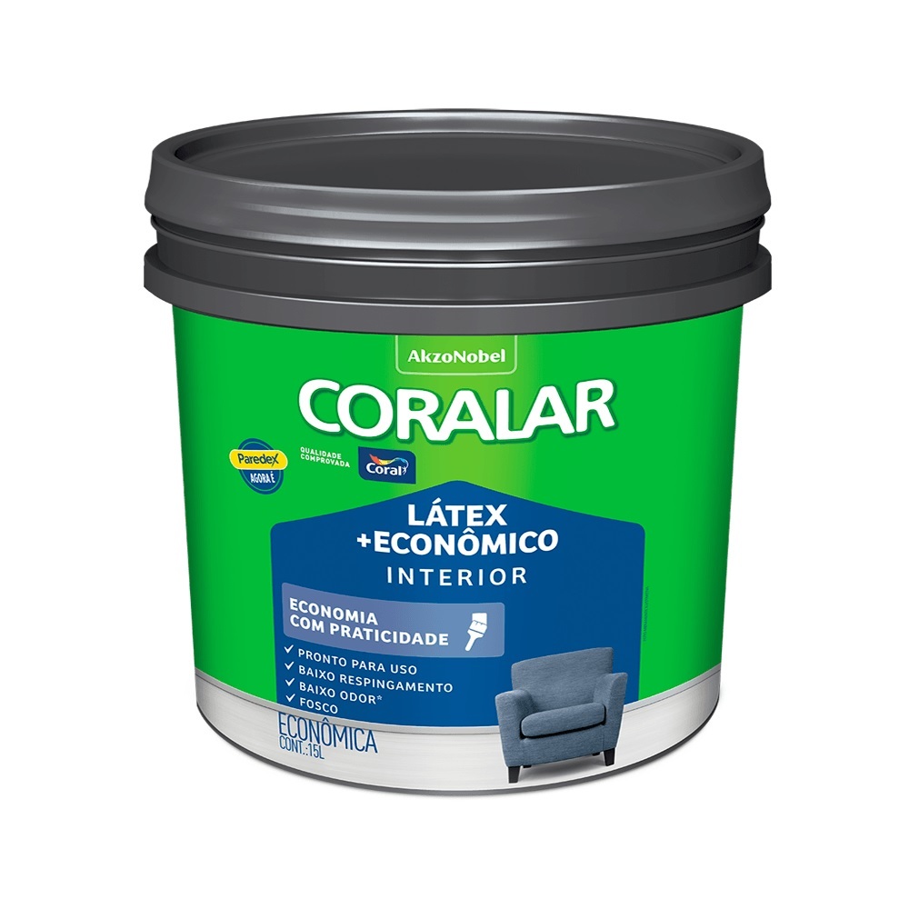 Tinta Latex+Economico Branco Coralar Balde 15 Litros Coral | Shopee Brasil