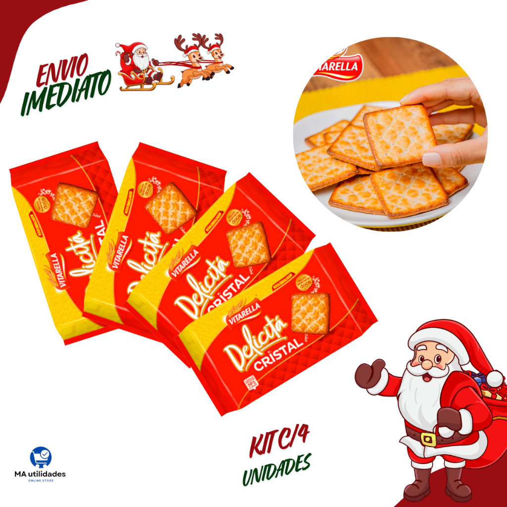 Biscoitos Vitarella Delicita Cristal Doce KIT 4 Pacotes 414G | Shopee ...