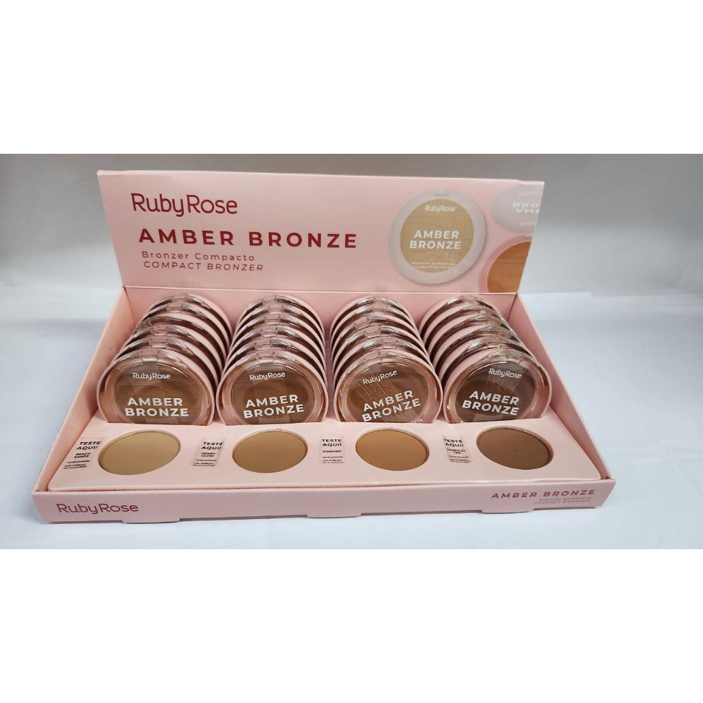Ruby Rose - Bronzer Compacto Amber Bronze HBM202 - Box C/24 Unidades | Shopee Brasil