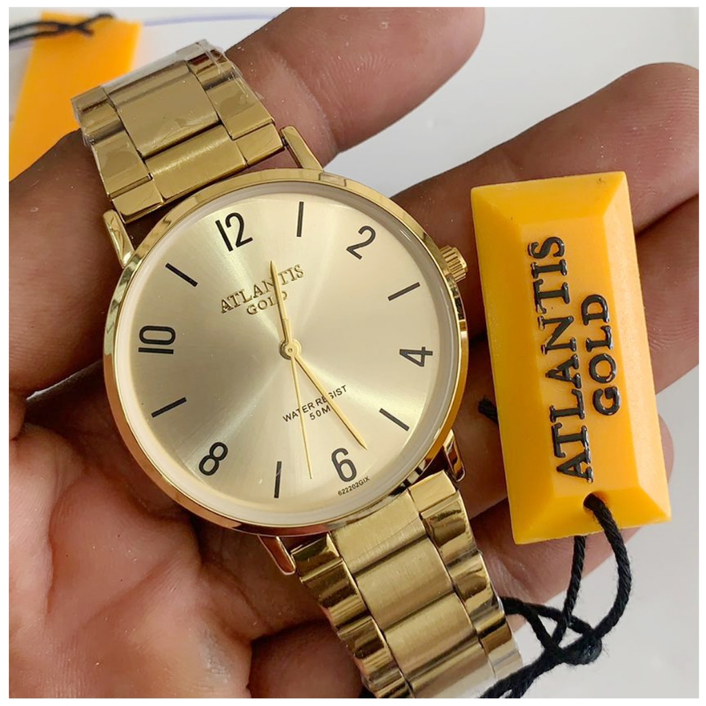 Atlantis Gold Feminino Dourado Fashion Relógio 100% A Prova D'água ...