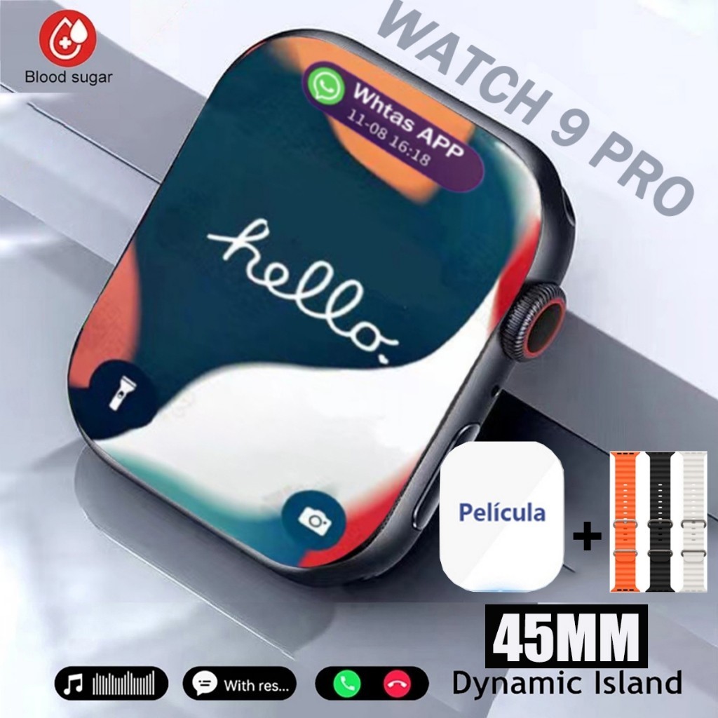 Smartwatch 9 PRO Carregamento sem fio relógio inteligente Watch 9 Ultra ...