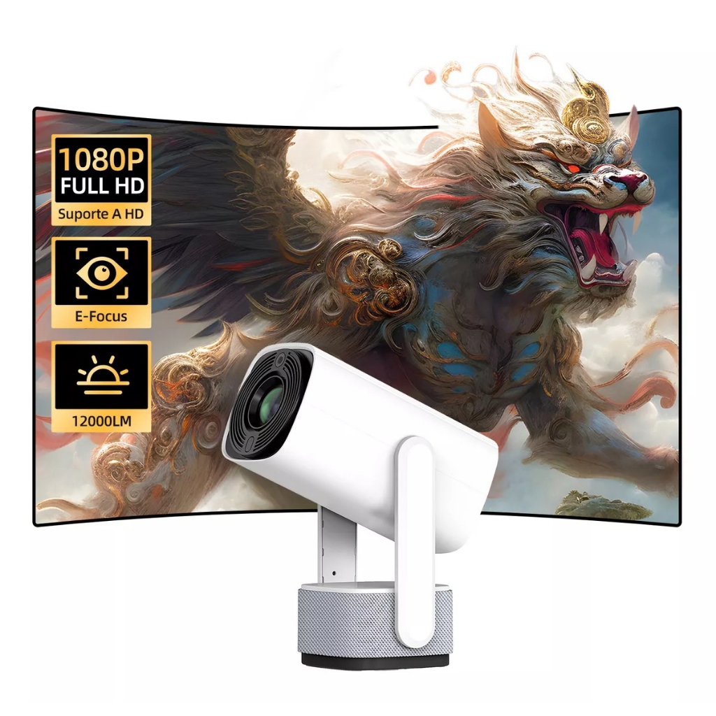 KIVEE x Basike Projetor 4K Smart TV Wi-Fi 12000LM com Caixa de Som para ...