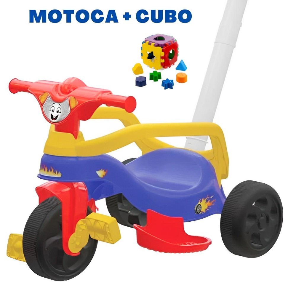 Motoca Triciclo Infantil Menino Velotrol Com Protetor E Empurrador ...