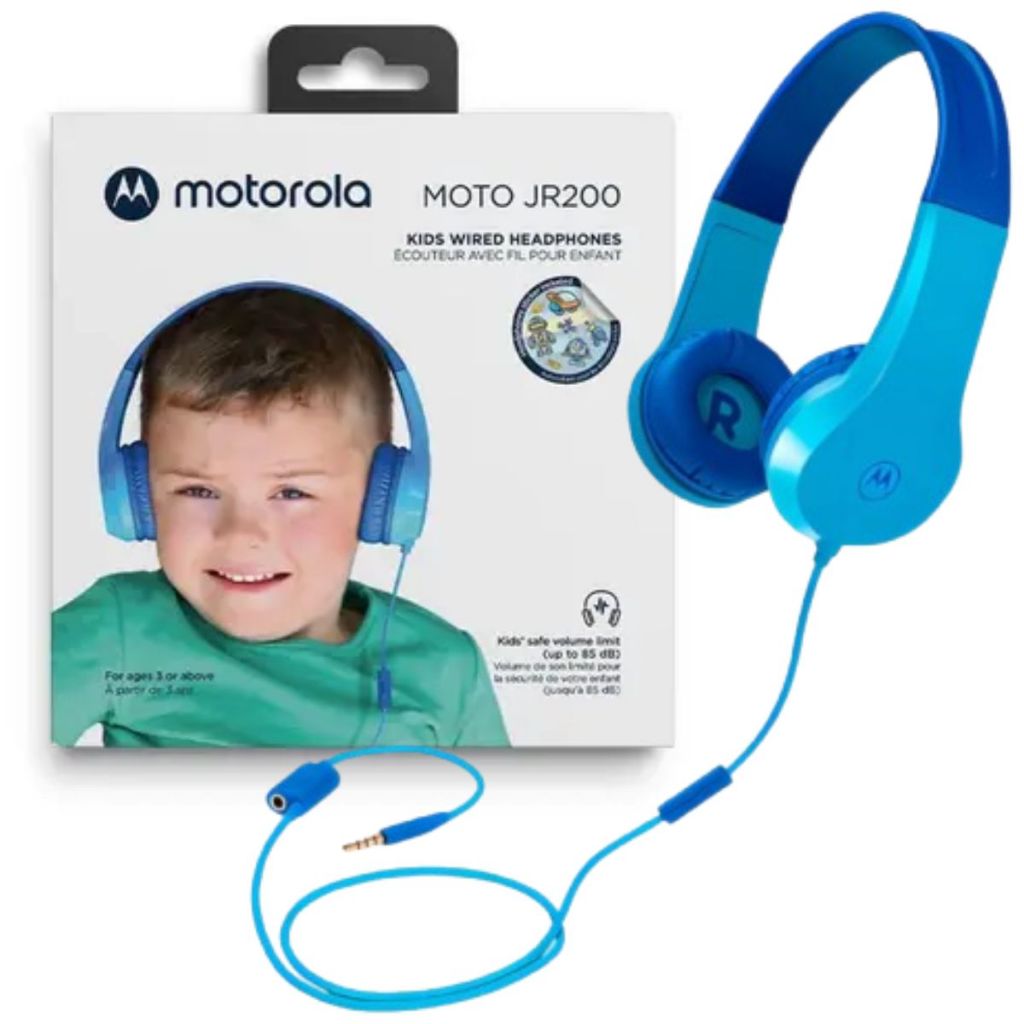 Fone De Ouvido C/Fio Motorola Moto JR 200 Kids Azul | Shopee Brasil