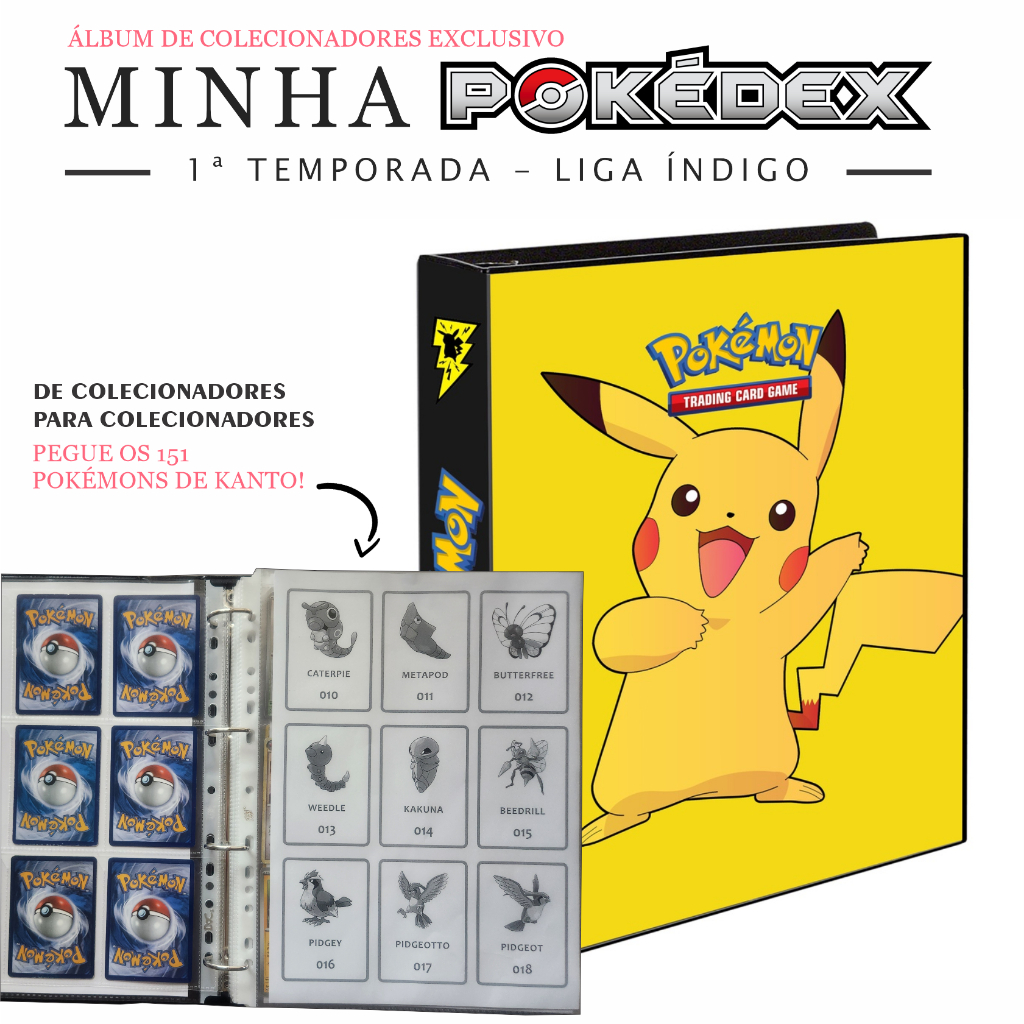 Fichário Álbum para cartas Pokemon - Exclusivo Coleção - 151 Pokémons ...