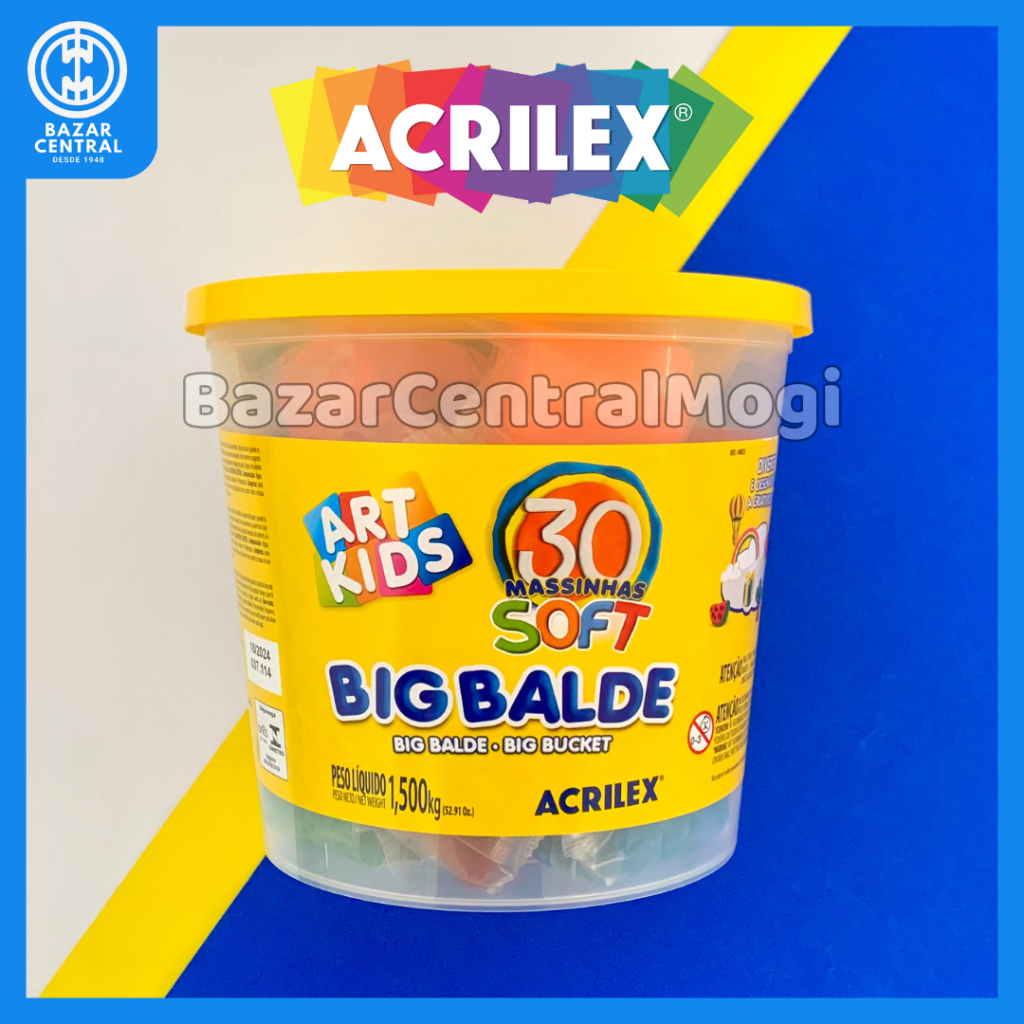 Massinha de Modelar Big Balde 30 Massas 1.5 Kg Acrilex | Shopee Brasil
