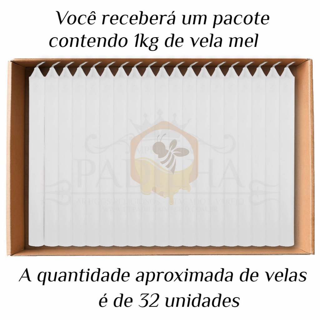 Kit 32 Velas Palito De Cera Aromatizada Mel 1Kg Branco Invicta | Shopee ...