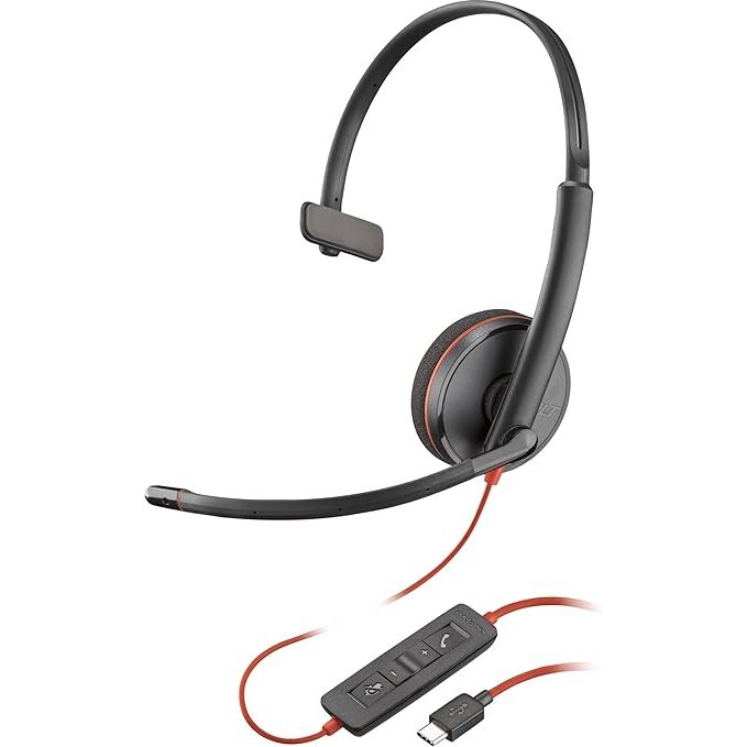 Headset HP Poly Blackwire C3210 Mono USB-C+USB-A 8X214A6 | Shopee Brasil