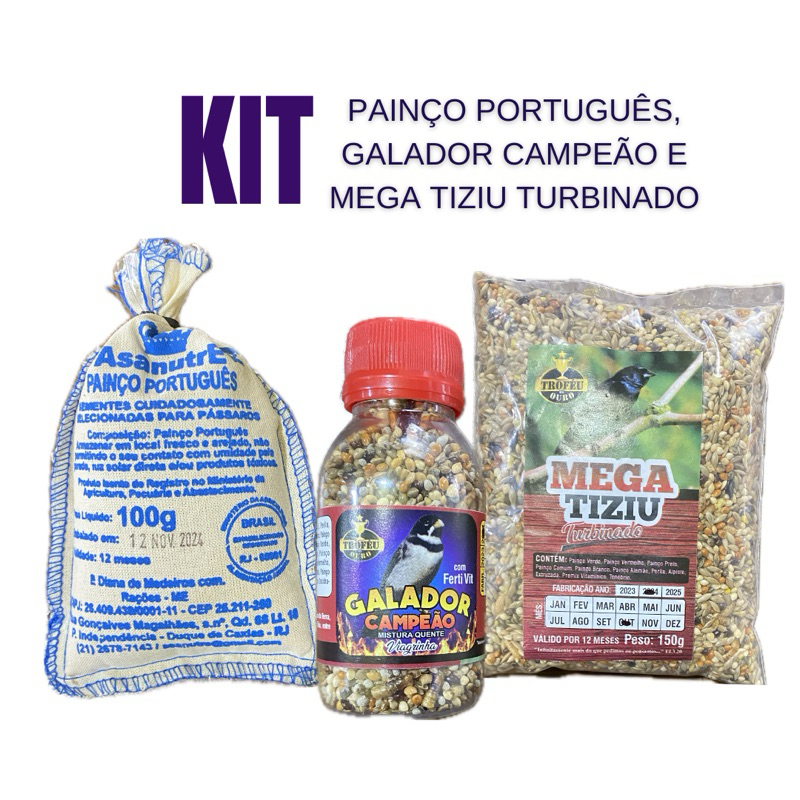 Kit Painço Português + Galador Campeão + Mega Tiziu Turbinado | Shopee ...