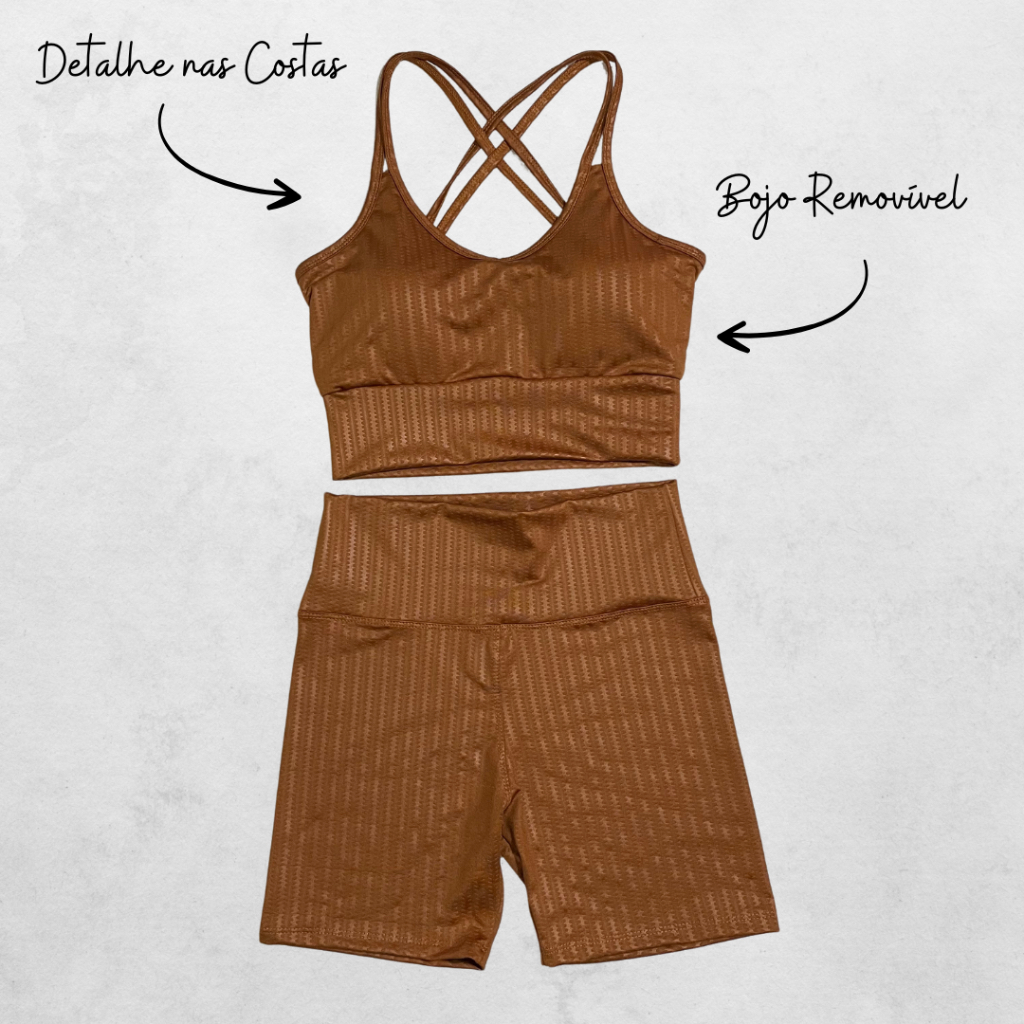 Conjunto Basic Marrom - Shorts e Top: Conforto, Zero Transparência e Estilo para Seus Treinos ...