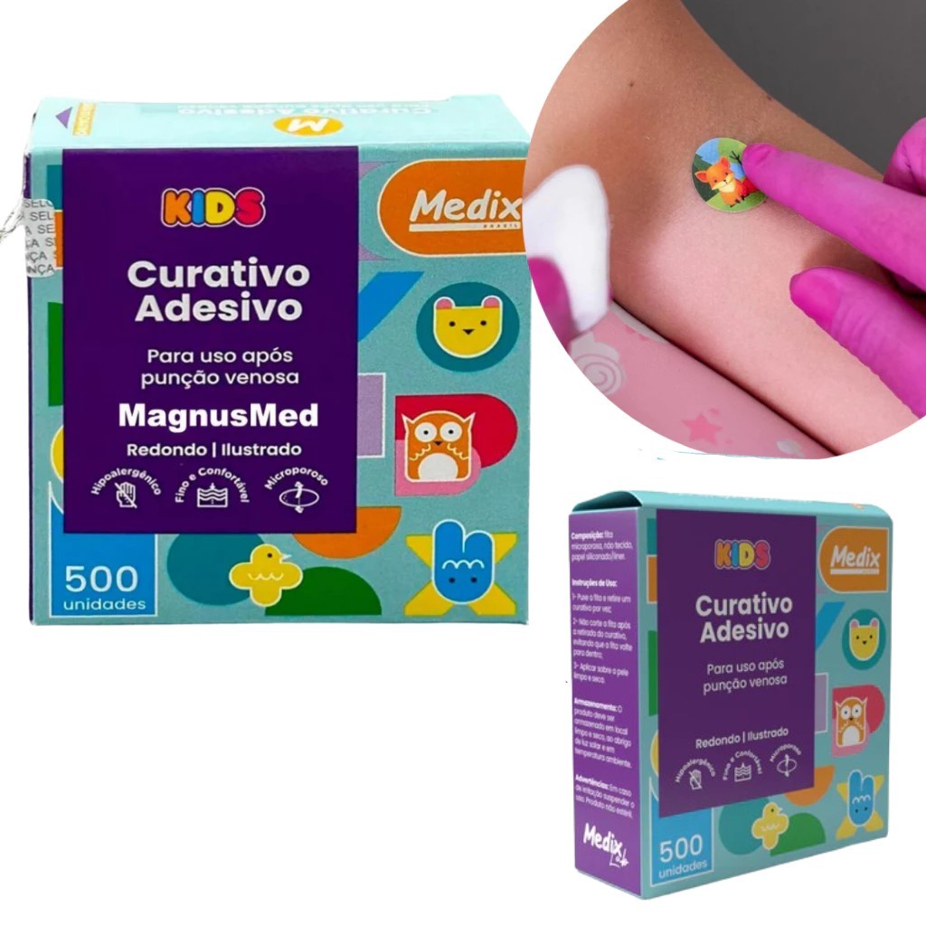 Curativo Redondo Adesivo Kids Com 500 Unidades Medix | Shopee Brasil