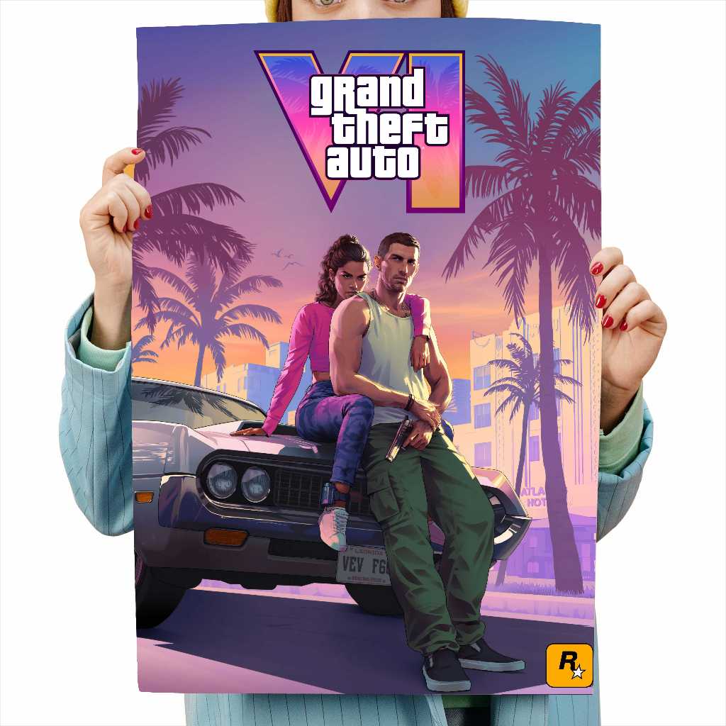Poster GTA 6 Adesivo Decorativo A3 (29,7 x 42cm) GTA VI, Grand Theft Auto VI, Rockstar Games ...