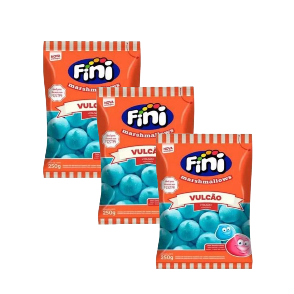 Kit 3 Marshmallow Vulcão Azul Fini 250g | Shopee Brasil