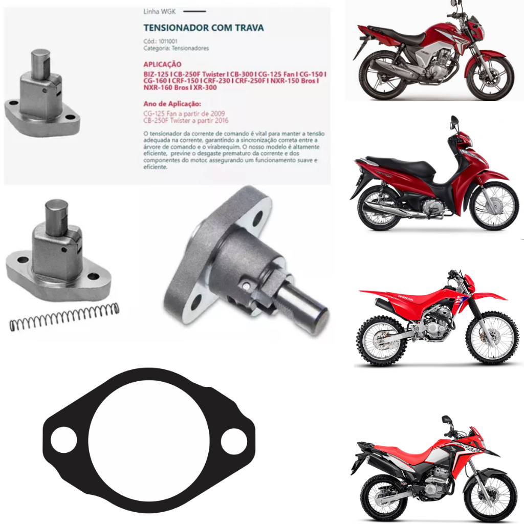 Tensor Acionador Corrente de Comando Trava + Junta Cg Titan 150 Cb 300 ...