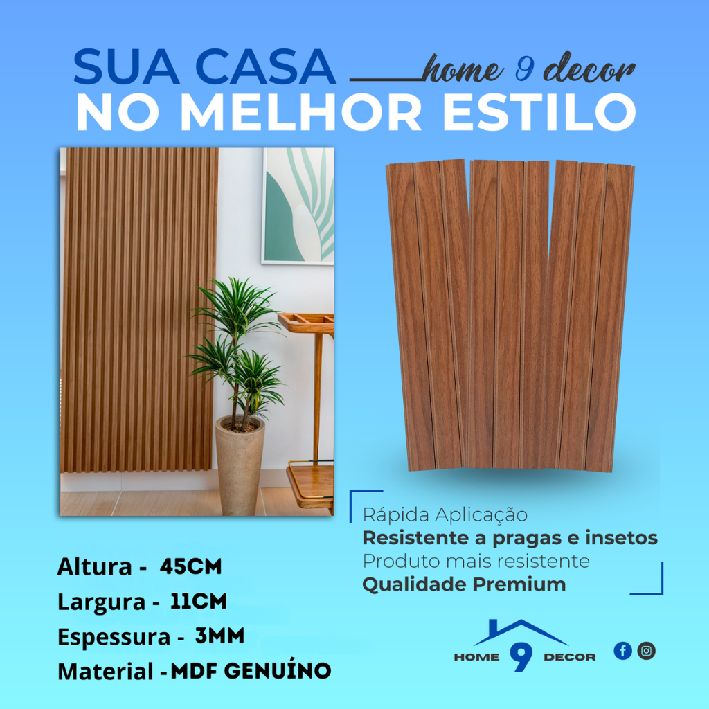 30 Revestimentos De Parede Painel Ripado Adesivo Decorativo MDF 45x11 ...