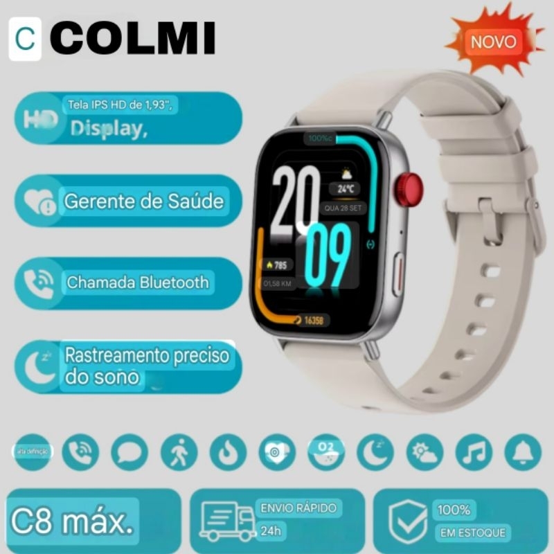 COLMI C8 MAX - SMARTWATCH PREMIUM - LANÇAMENTO - TELA HD - PROVA D'ÁGUA ...