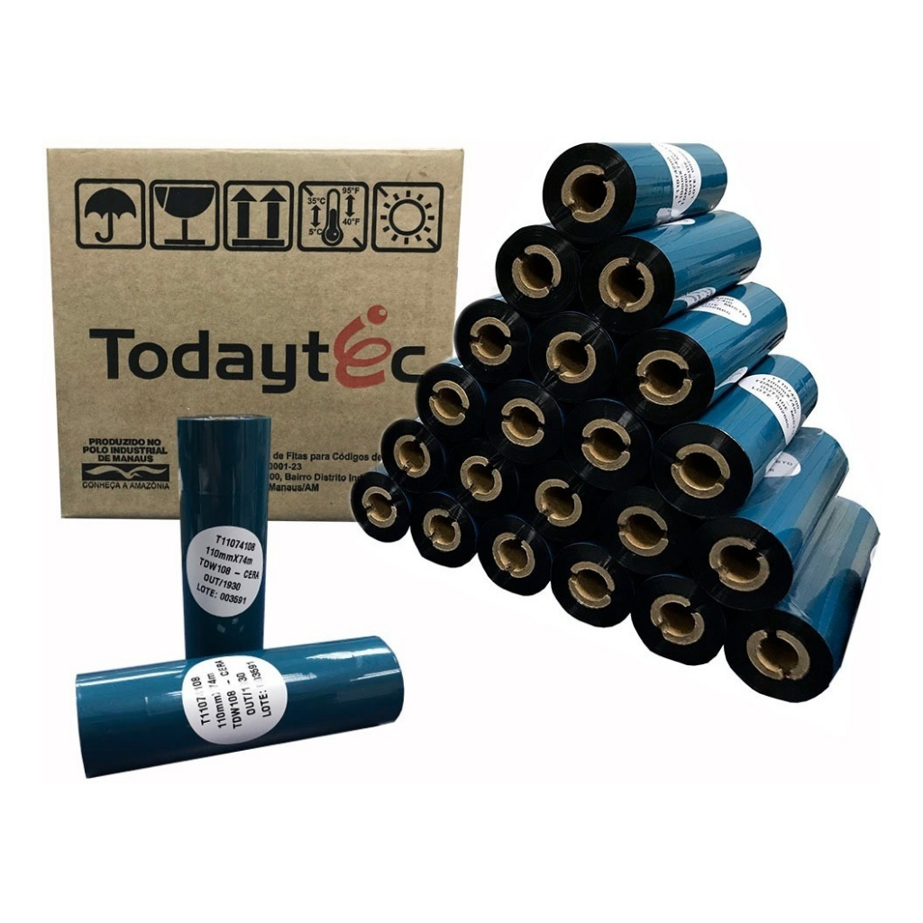 Ribbon Cera 110x74 Importado Todaytec para Impressora Argox Zebra Elgin ...