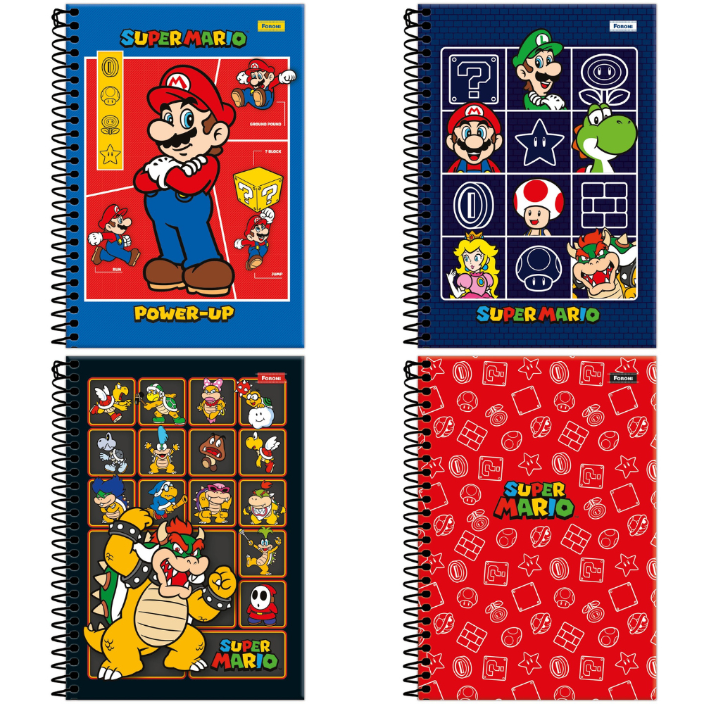 Caderneta 1/4 Super Mario 80 Folhas - Foroni | Shopee Brasil