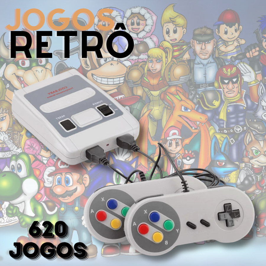 Mini Vídeo Game Super Mini SFC Console Retro 620 Jogos Clássicos Com 2 ...